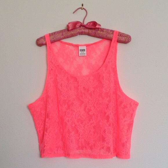 PINK Victoria's Secret | Tops | 2 Neon Lace Crop Tops | Poshmark